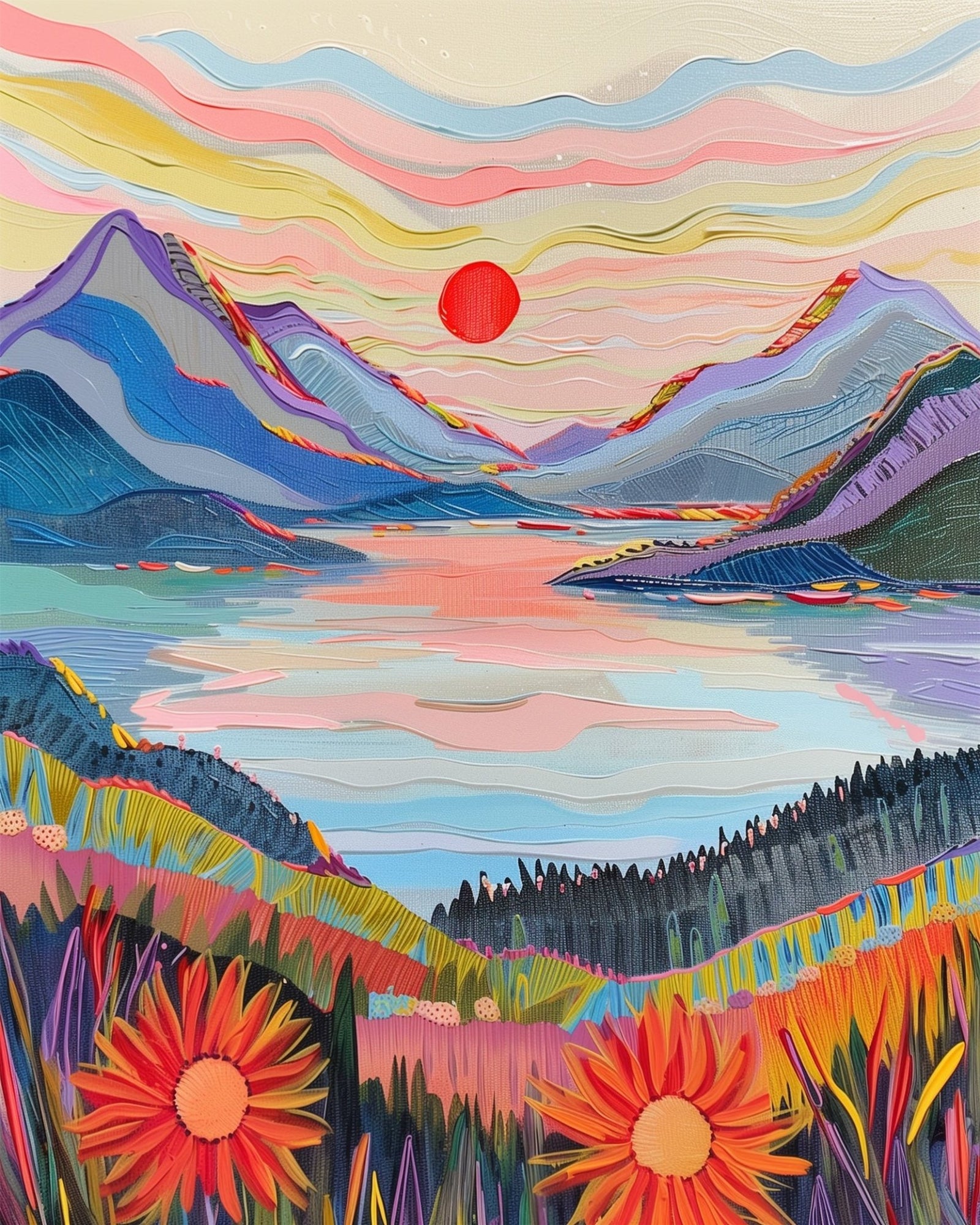 Abstract Mountain Lake Sunset - Landscapes - Fixed Kit