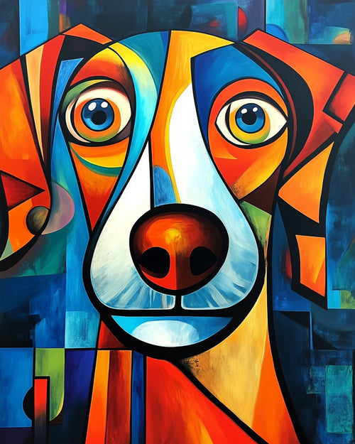Colorful Dog Portrait - Cubism - Fixed Kits - Paint By Numbers Kit