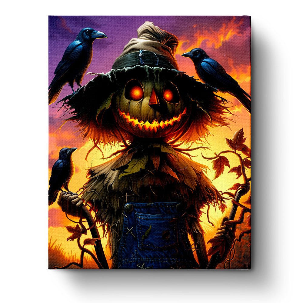 Pumpkin Scarecrow with Crows - Halloween - Fixed Kit - Paint by Numbers