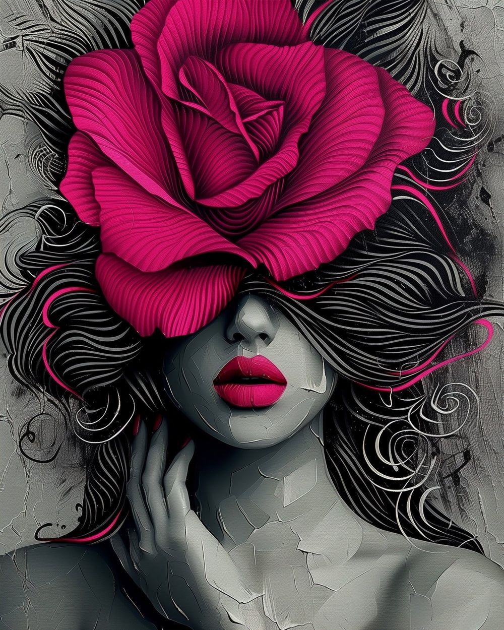 Rosy Allure - Floral Women - Fixed Kits - Paint By Numbers Kit