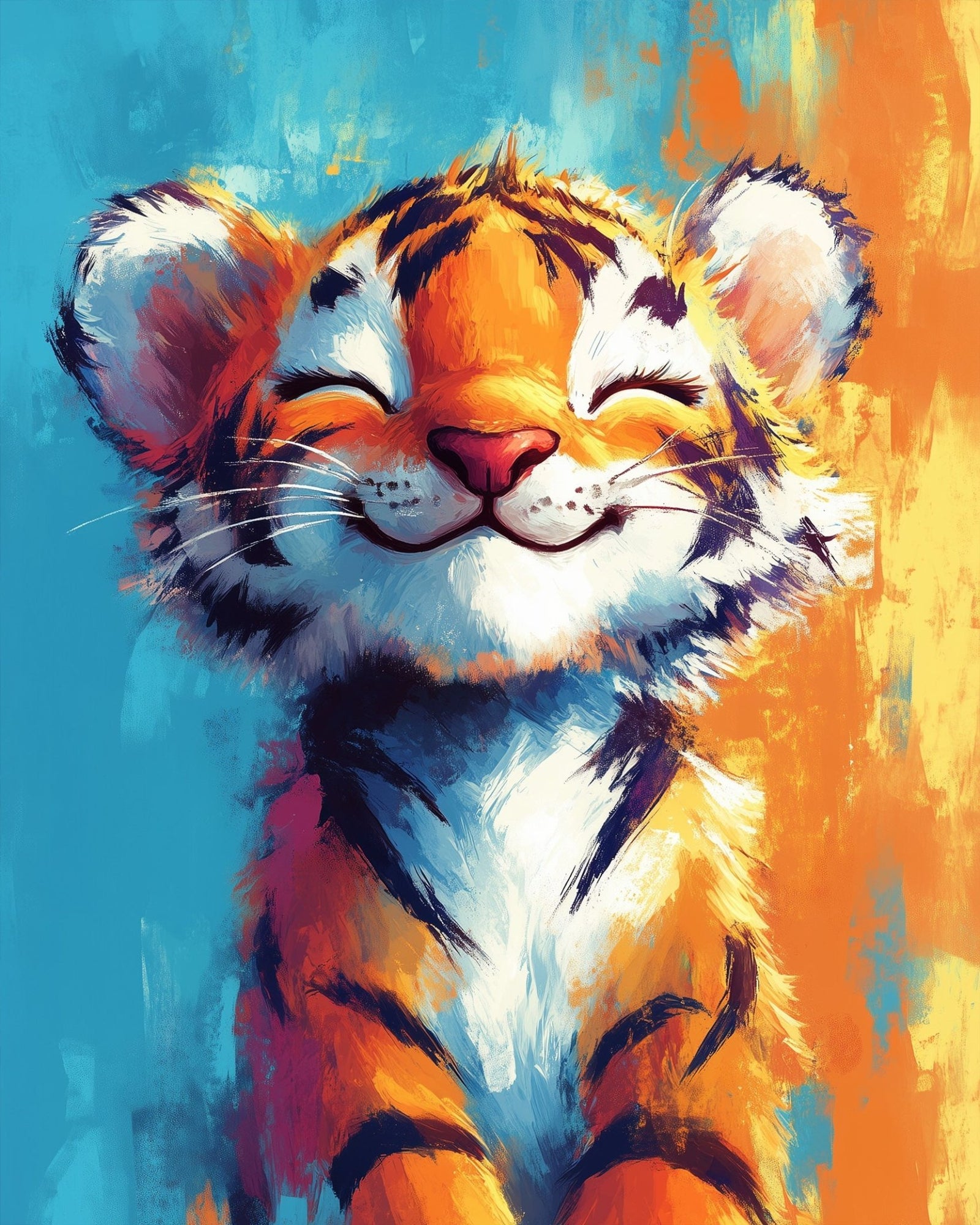 Smiling Tiger Cub - abstract-animals - Fixed Kits - Paint By Numbers Kit